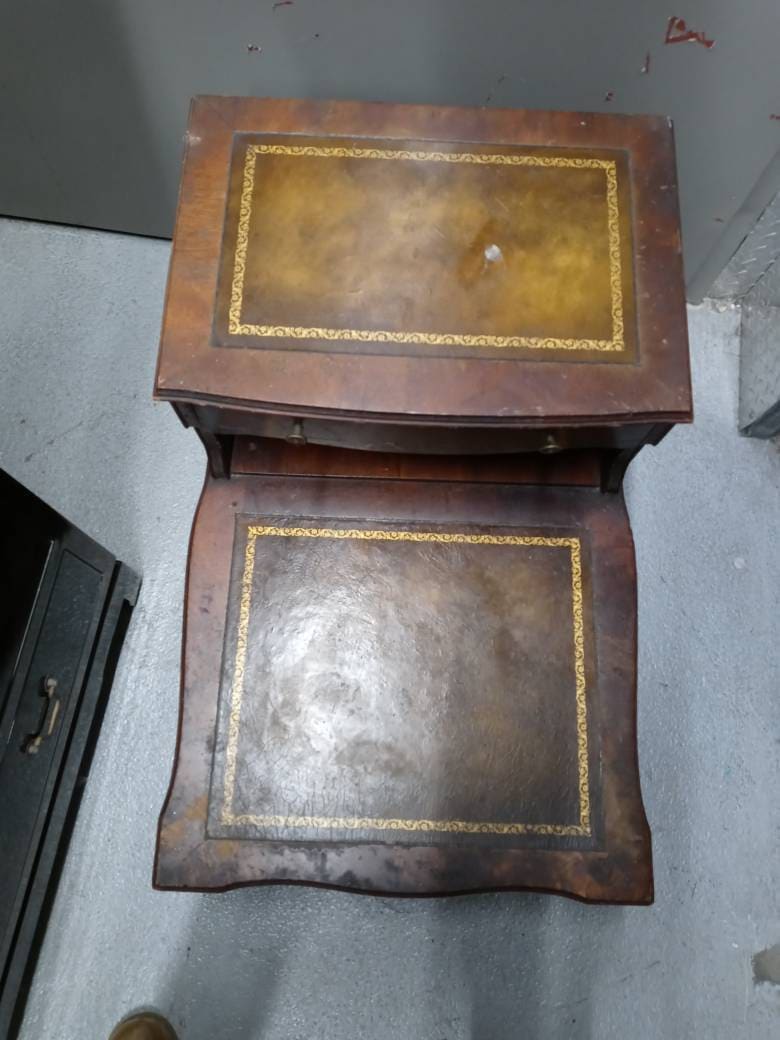 Original Antique Leather Top End Table - Etsy