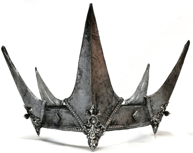 Crown Black Silver Iron • Male Headdress Gothic • Fantasy • Wedding ...