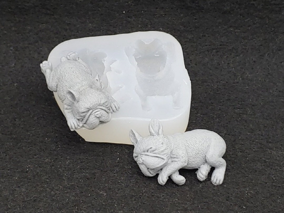 Silicone Mold 2 Sleeping French Bulldog Casting Mold, Candle, Raysin ...