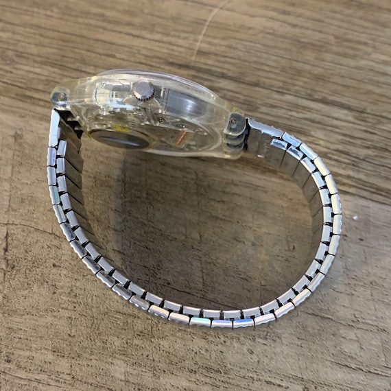 1993 Swatch Watch See Through 32mm Case, Metal Band W… - Gem