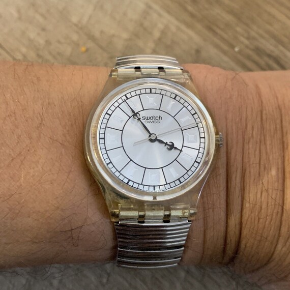 1993 Swatch Watch See Through 32mm Case, Metal Band W… - Gem