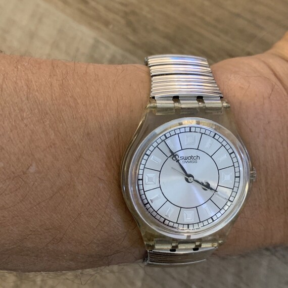 1993 Swatch Watch See Through 32mm Case, Metal Band W… - Gem