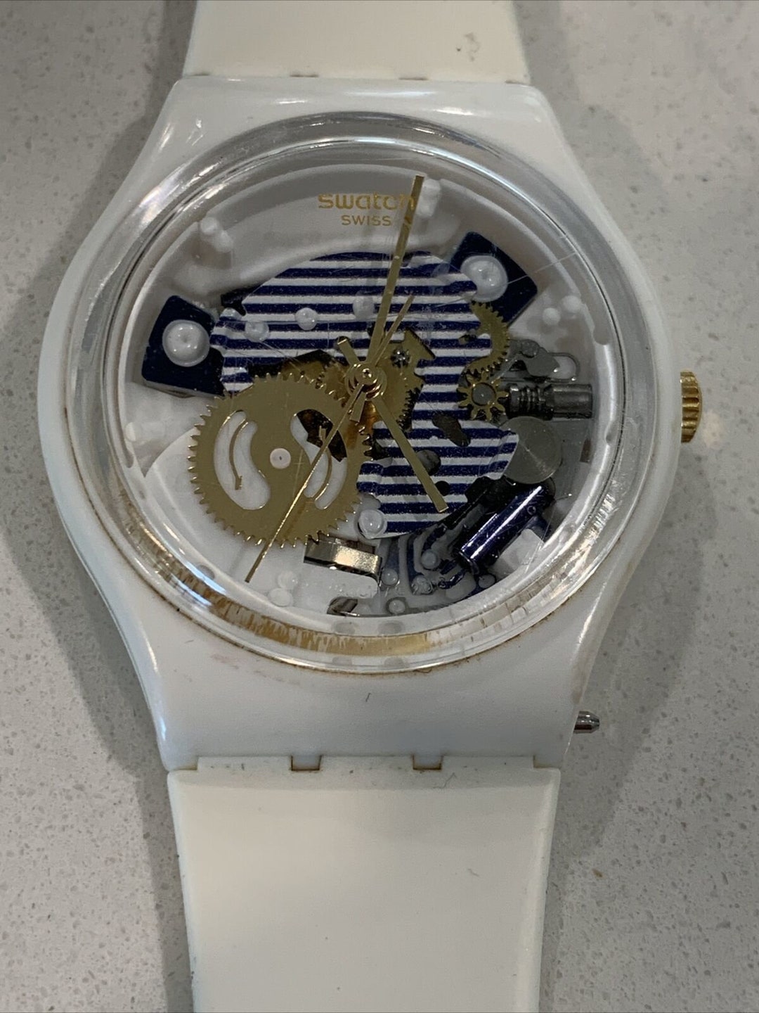 White Swatch Skeleton Watch 34mm - Etsy