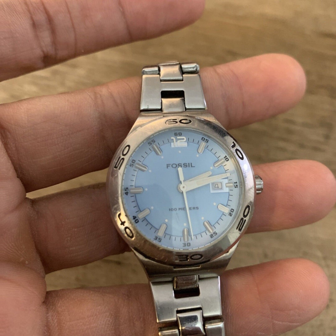 Ladies Fossil Blue Watch 32mm Case Silver Tone New Battery - Etsy