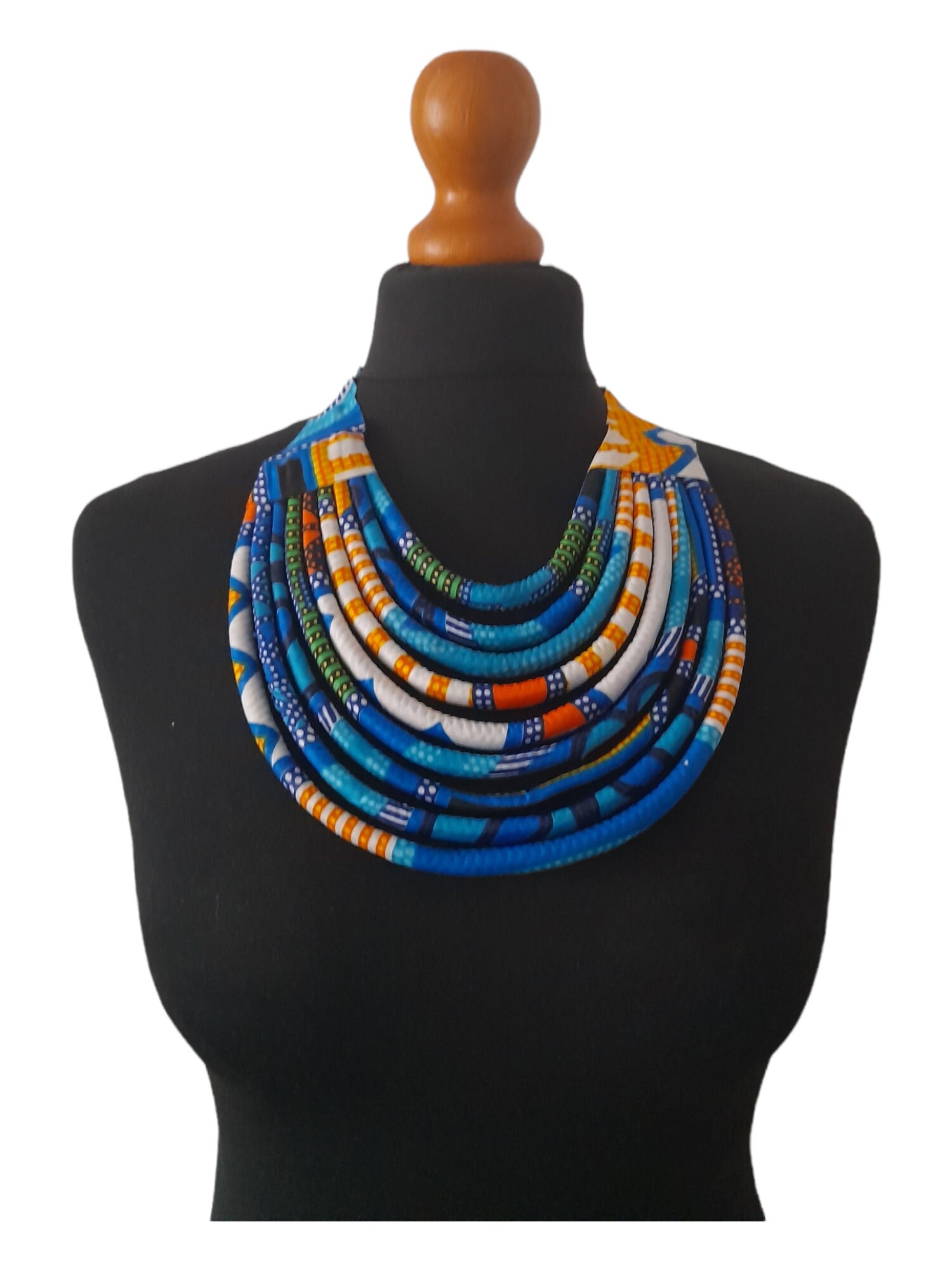 Rope Necklace 9 Strands African Print wax Ankara - Etsy