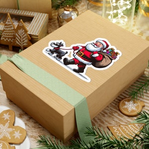 Schnauzer Dog Santa Claus Sticker Perfect Miniature Schnauzer Christmas ...