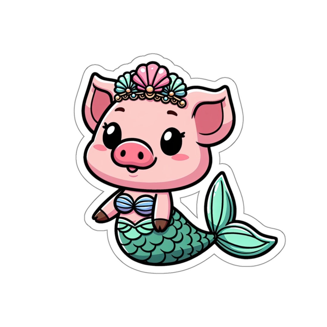 Mini Pig Mermaid Sticker Perfect Mini Pig Mythical Creature Gift for ...