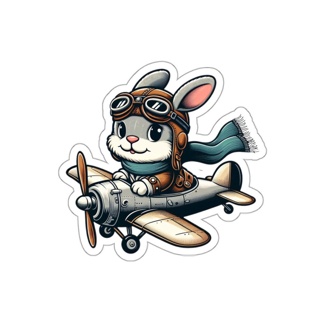 Rabbit Pilot Sticker Perfect Rabbit Aviator Gift for Pet Lovers - Etsy