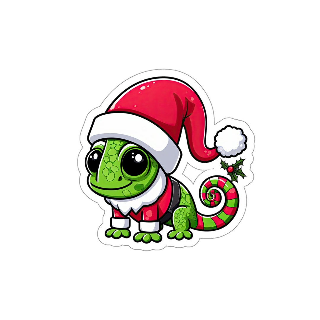 Chameleon Reptile Christmas Elf Sticker Perfect Veiled Chameleon Xmas ...