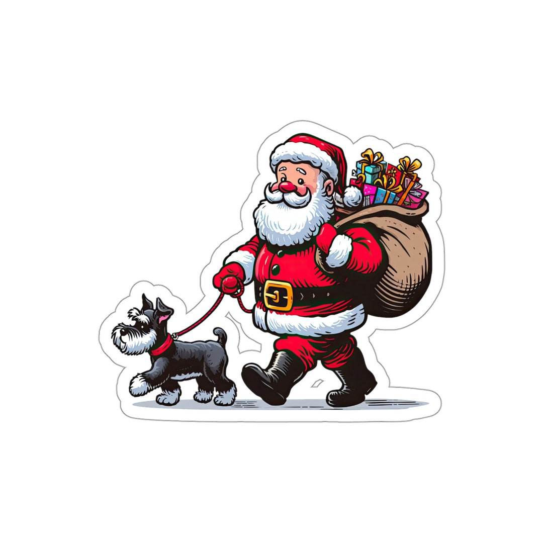 Schnauzer Dog Santa Claus Sticker Perfect Miniature Schnauzer Christmas ...