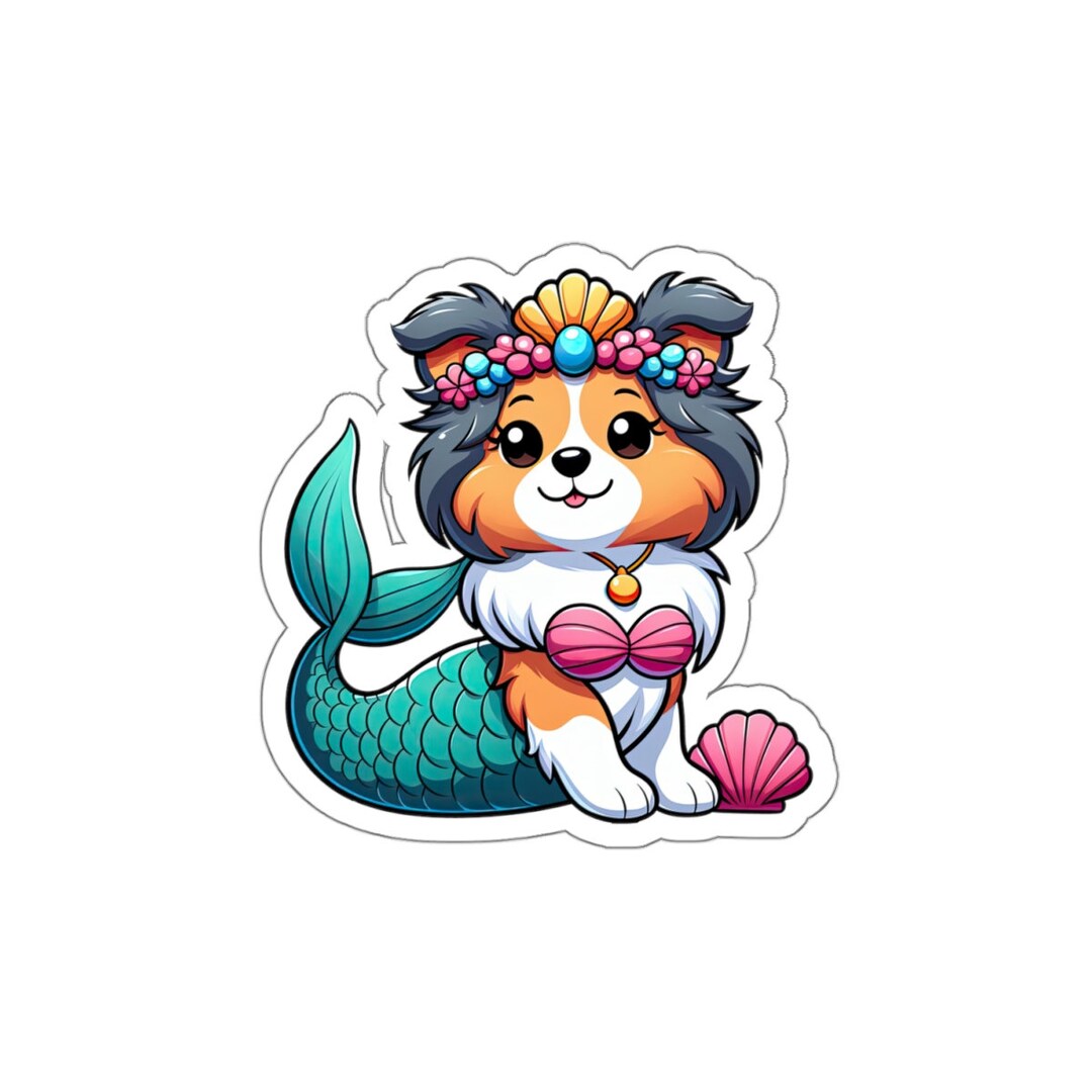 Shetland Sheepdog Dog Mermaid Sticker Perfect Sheltie Mythological Gift ...