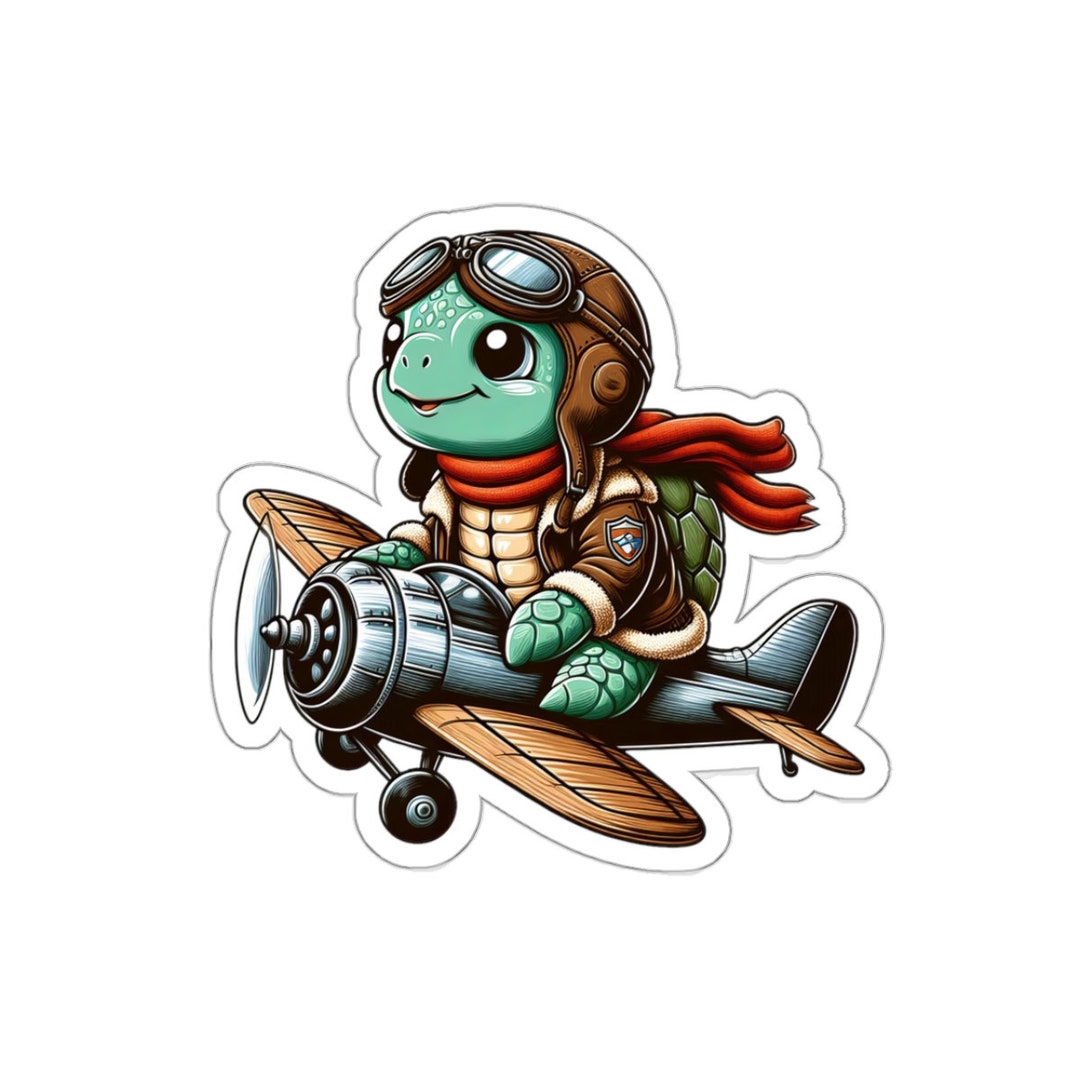 Sea Turtle Pilot Sticker - Perfect Turtle Aviator Gift for Reptile ...