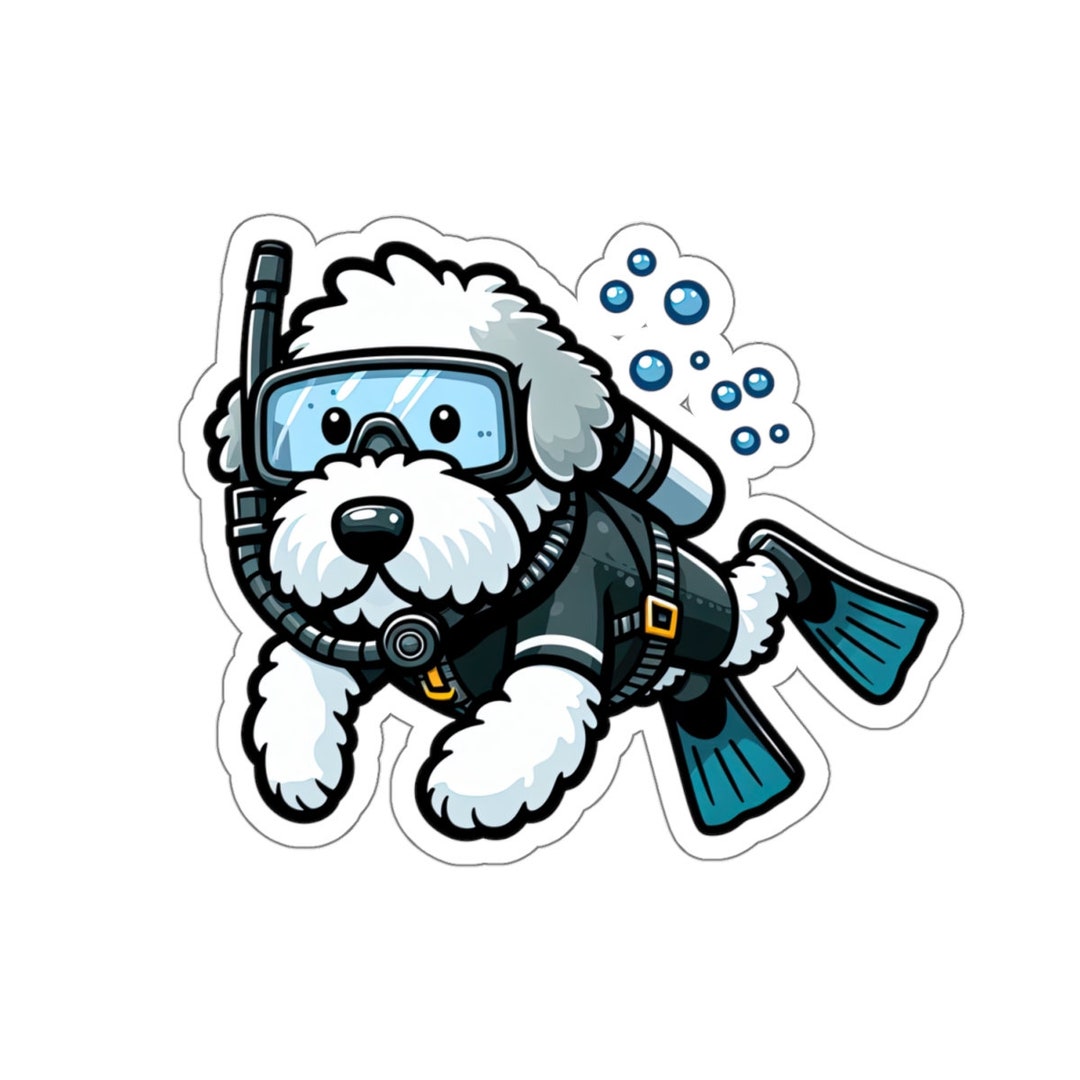 Old English Sheepdog Dog Scuba Diving Sticker Perfect OES Snorkeling ...
