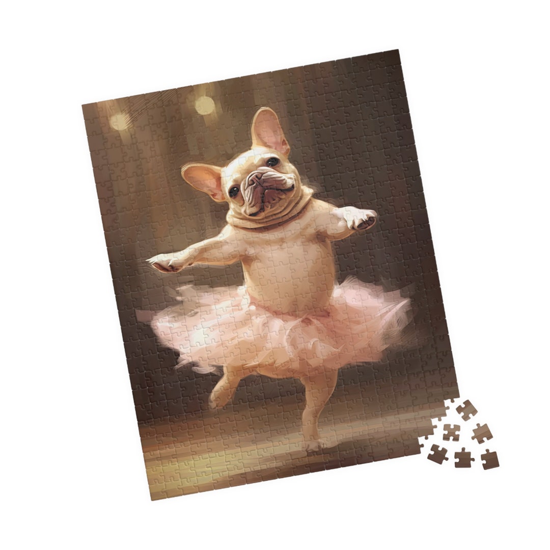 Cream French Bulldog Dog Ballerina 500 Piece Jigsaw Puzzle Perfect ...