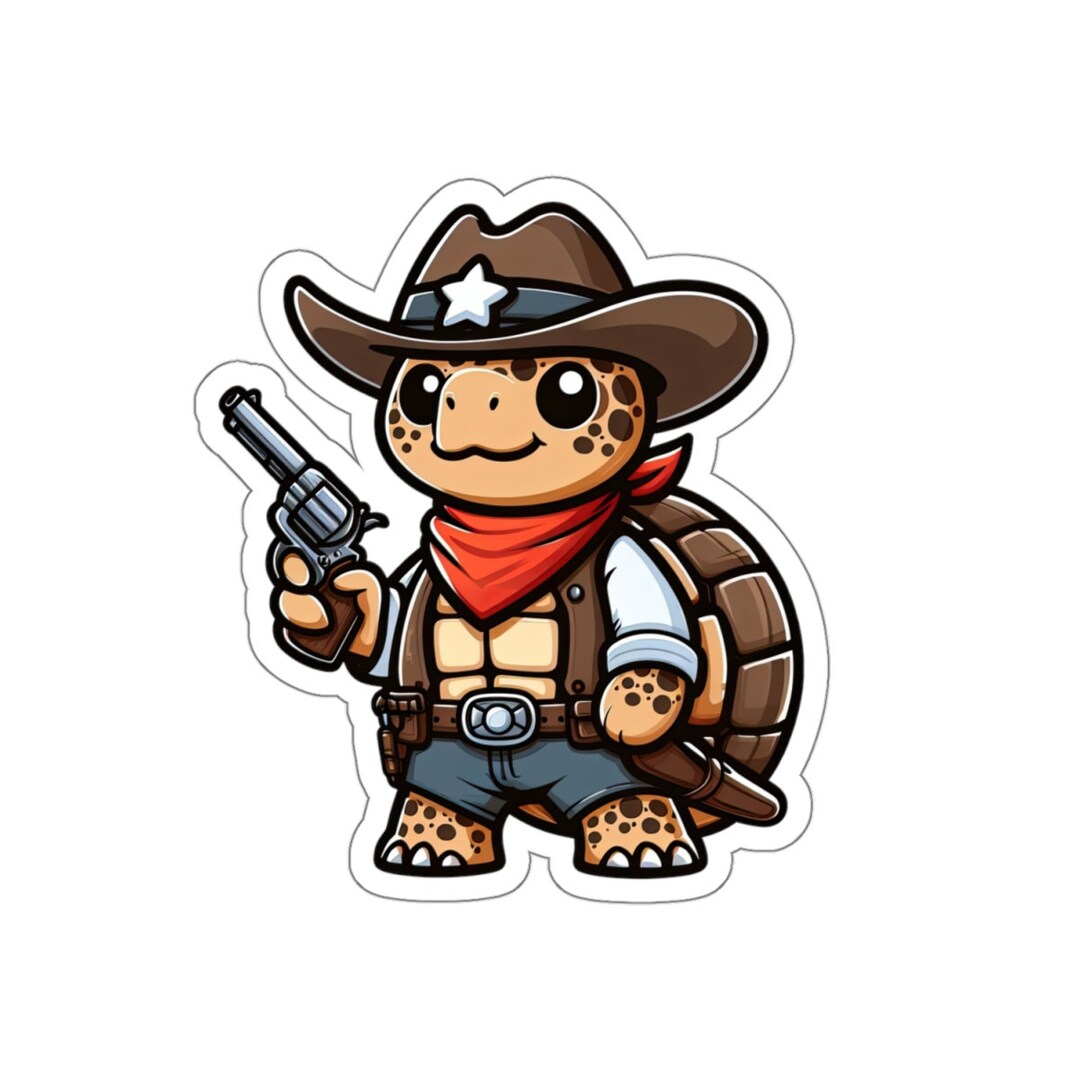 Sulcata Tortoise Wild West Sticker Perfect Tortoise Cowboy Gift for ...