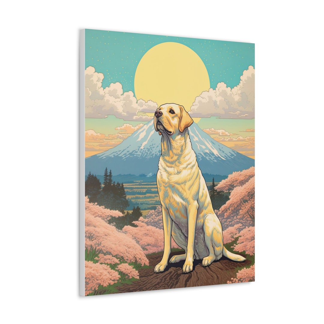 Labrador Retriever Dog Cherry Blossom Canvas Gallery Wrap - Etsy