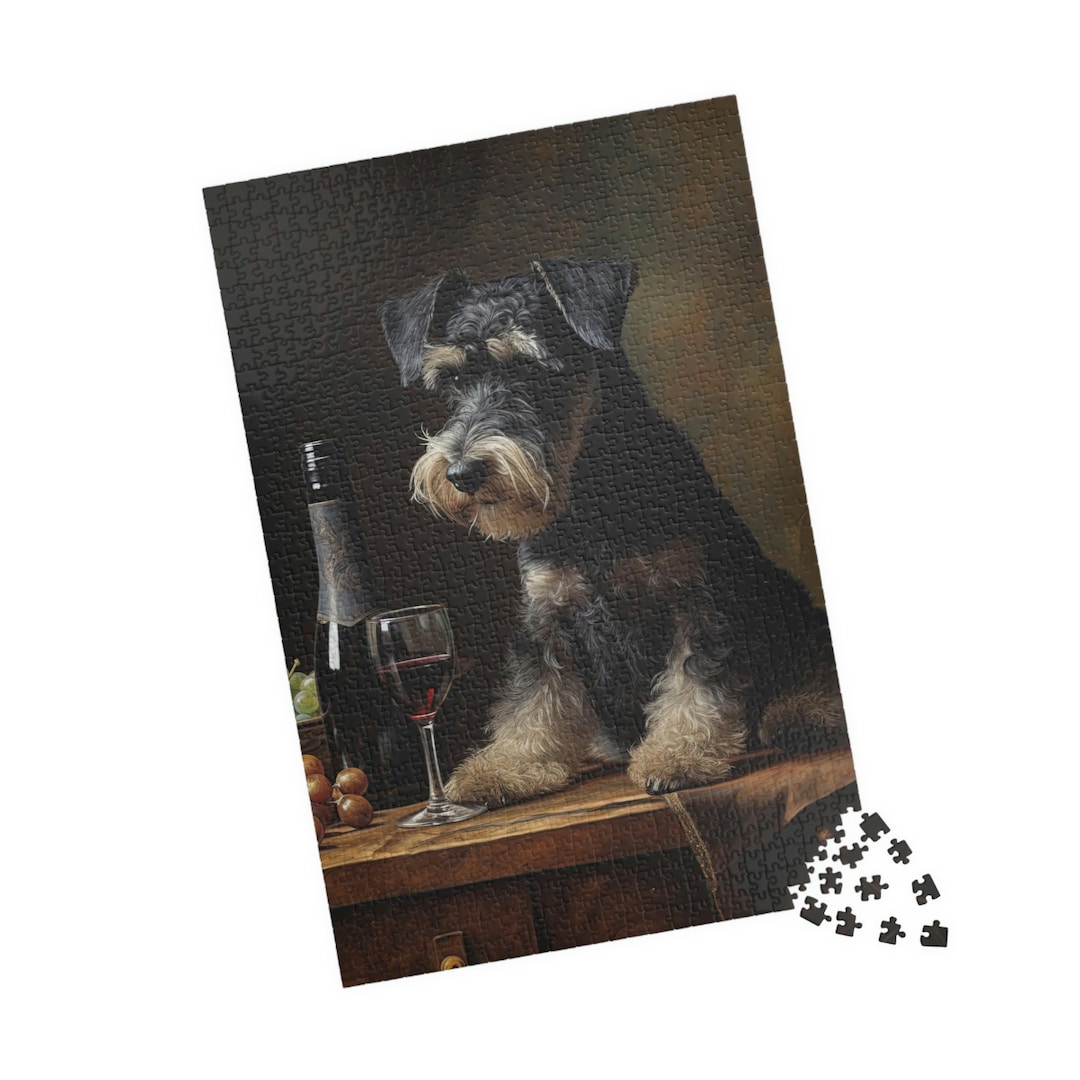 Schnauzer Enjoying Wine Jigsaw Puzzle Perfect Miniature Schnauzer ...