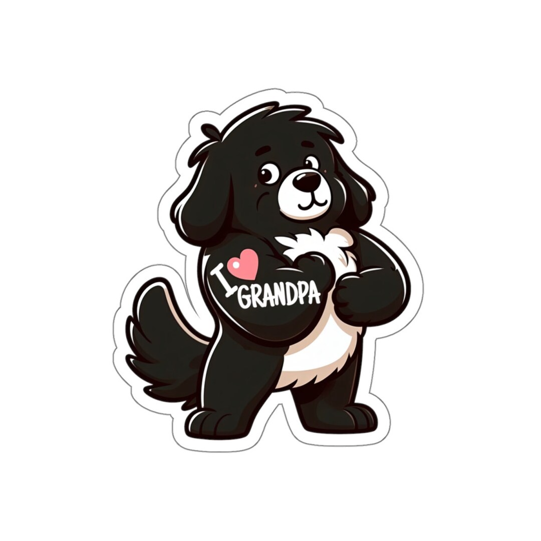 Newfoundland Dog I Love Grandpa Sticker Perfect Newfie Tattoo Gift for ...