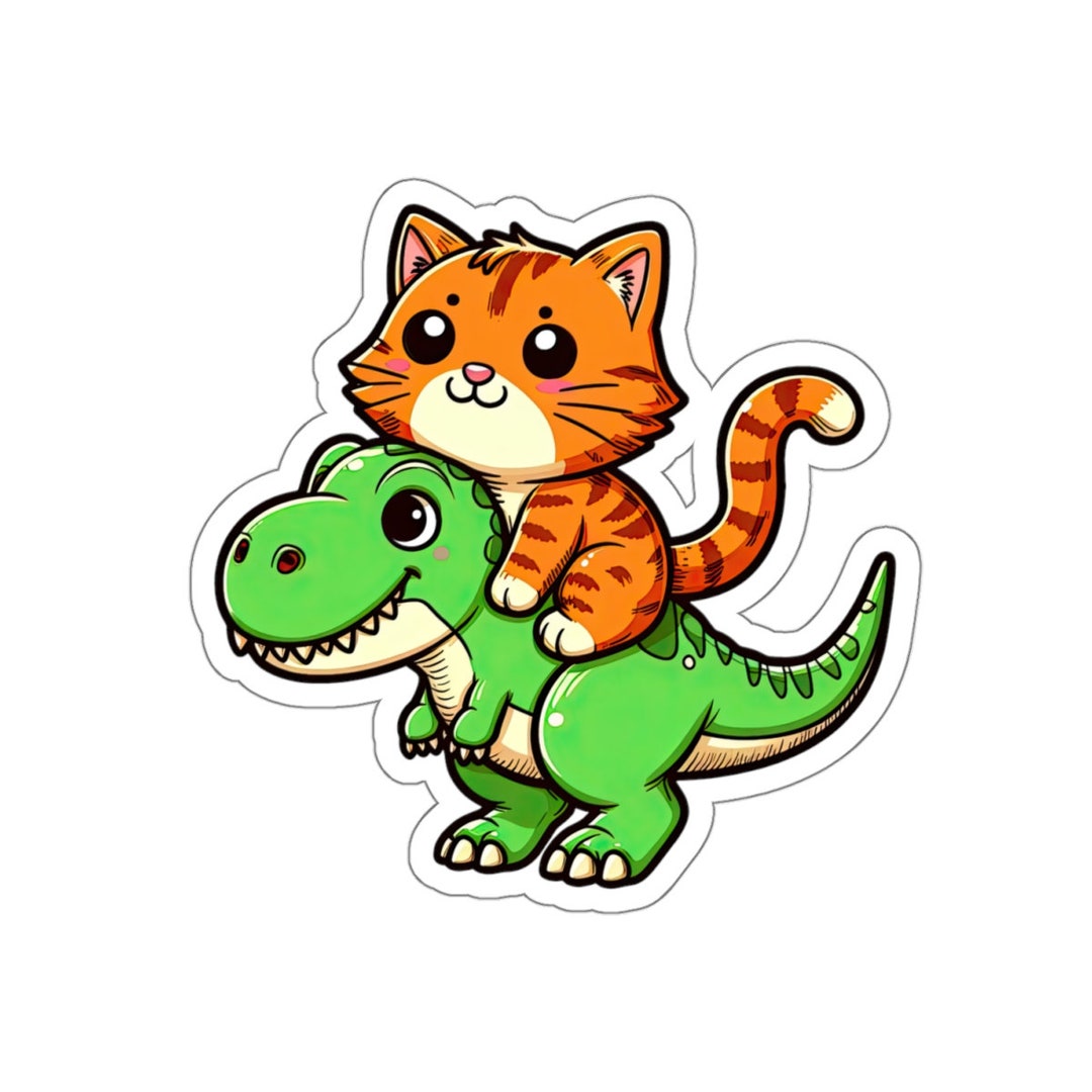 Orange Tabby Cat T-rex Dinosaur Sticker Perfect Tabby Tyrannosaurus ...