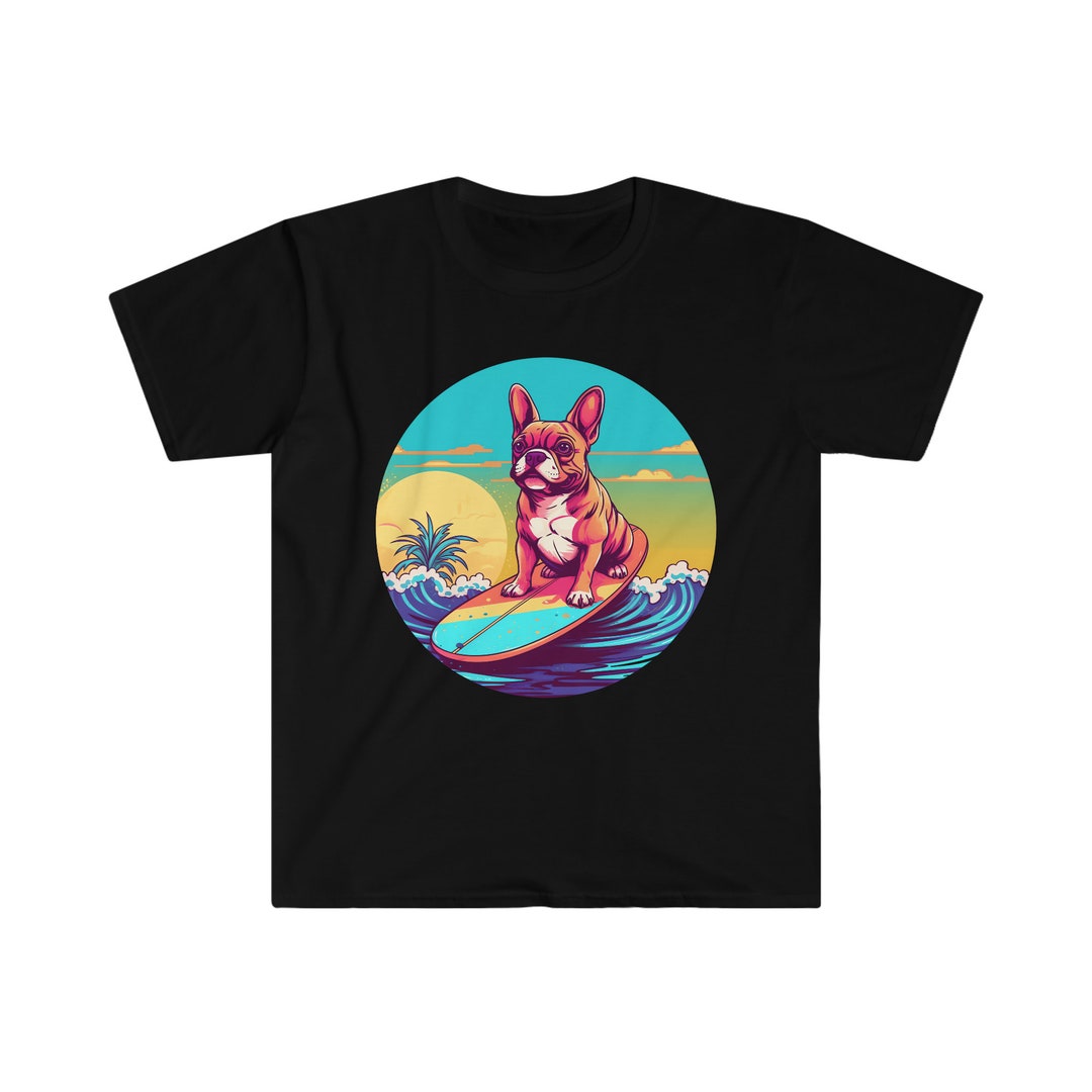 French Bulldog Dog Surfing T-shirt Perfect Frenchie Beach Gift for Dog ...