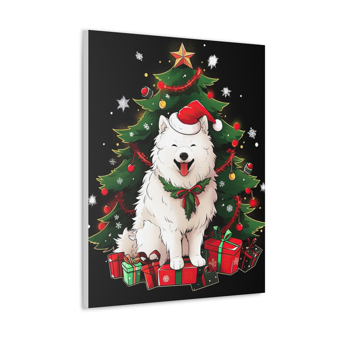 Samoyed Dog Christmas Canvas Gallery Wrap Perfect Samoyed Xmas Wall Art ...