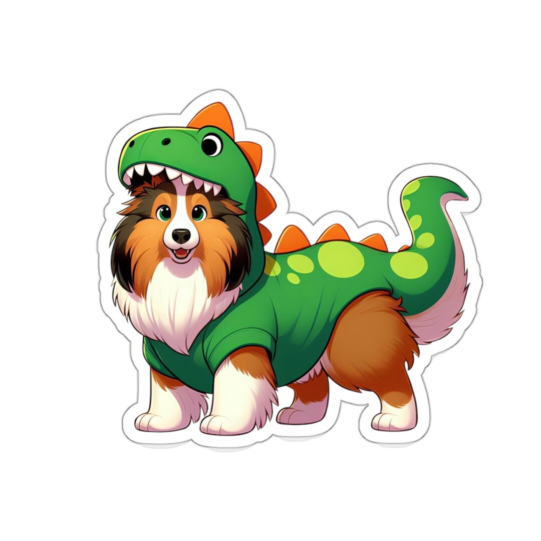 Shetland Sheepdog T-rex Dinosaur Sticker Perfect Sheltie Tyrannosaurus ...