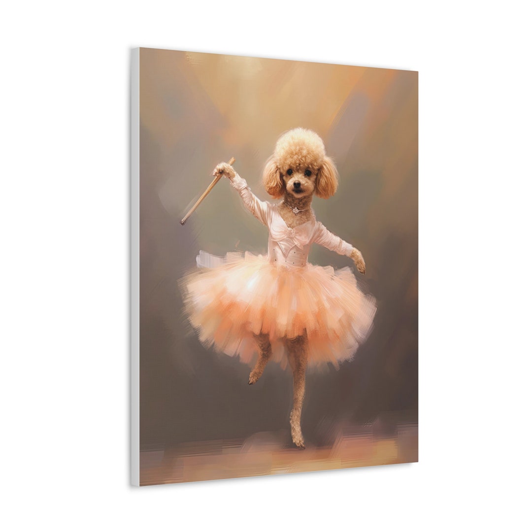 Toy Poodle Dog Ballerina Canvas Gallery Wrap Perfect Red Poodle Ballet ...