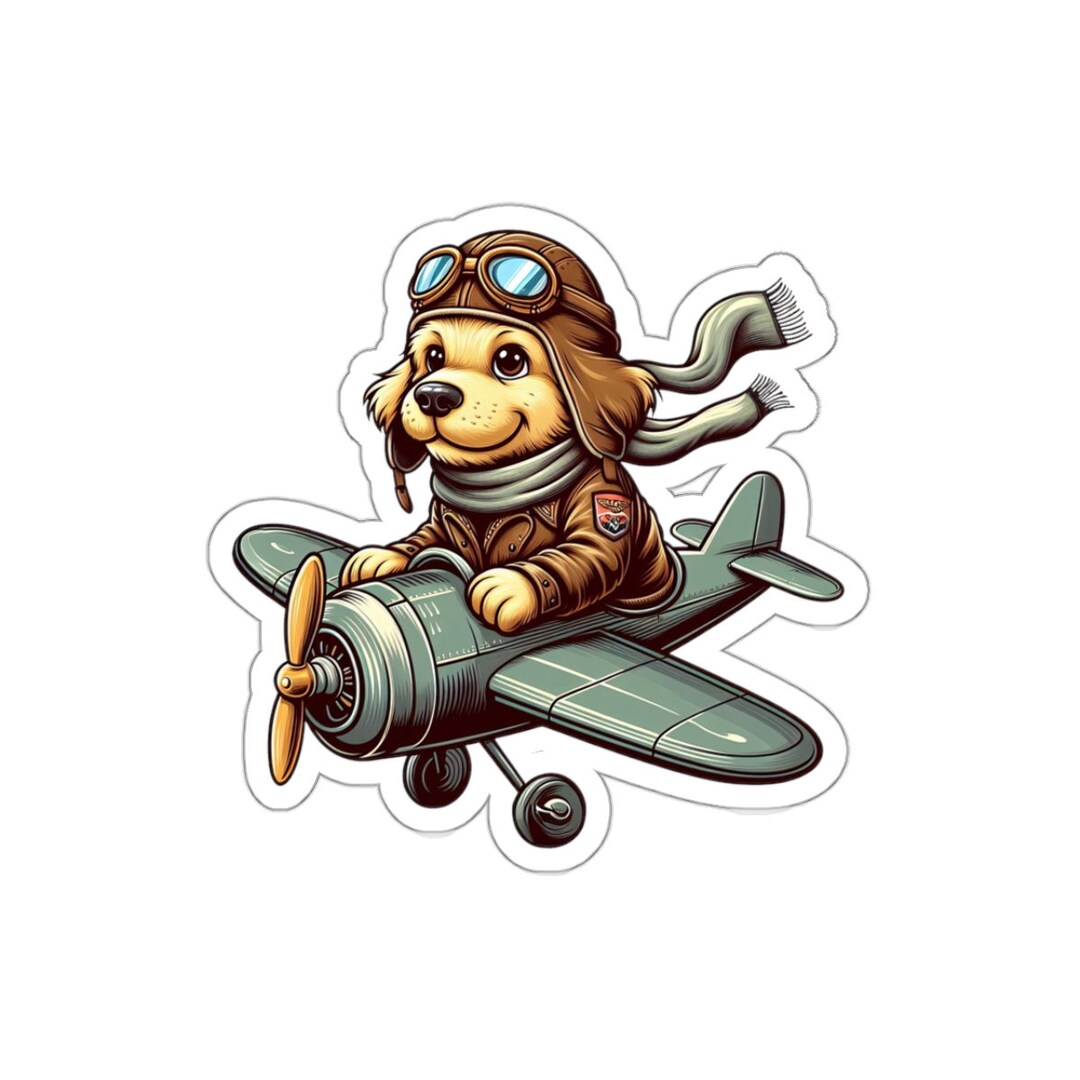 Golden Retriever Pilot Sticker Perfect Golden Aviator Gift for Dog ...