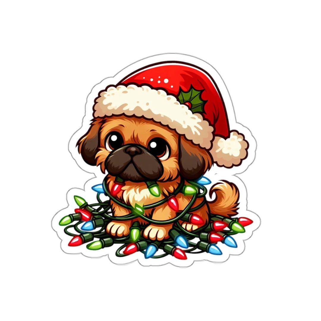 Pekingese Christmas Lights Sticker Perfect Pekingese Xmas Gift for Dog ...