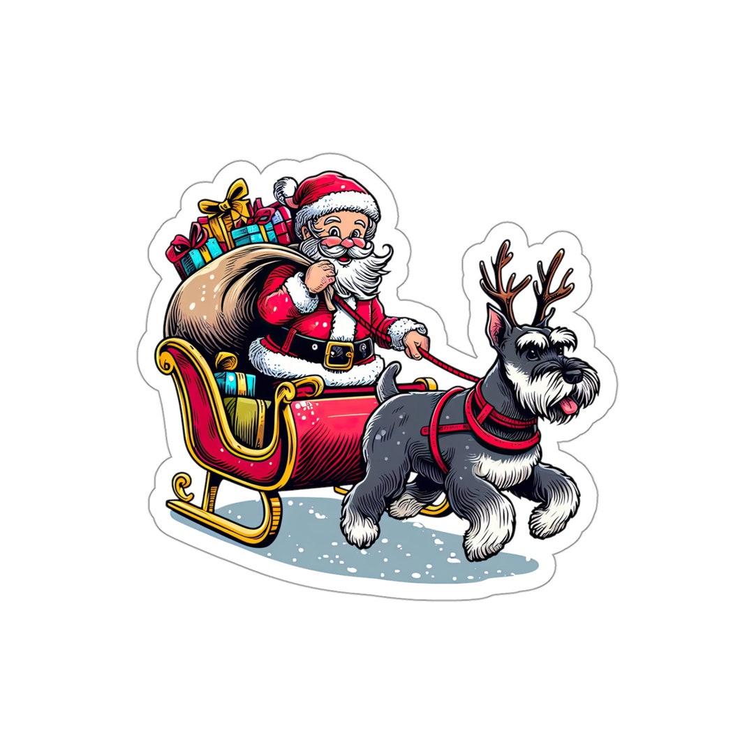 Schnauzer Dog Santa Claus Sticker Perfect Miniature Schnauzer Christmas ...