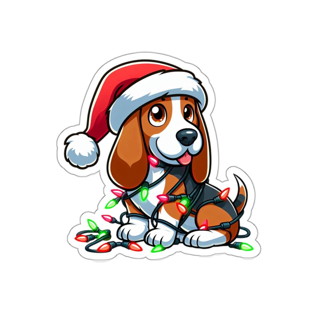 Basset Hound Christmas Lights Sticker Perfect Basset Hound Xmas Gift ...