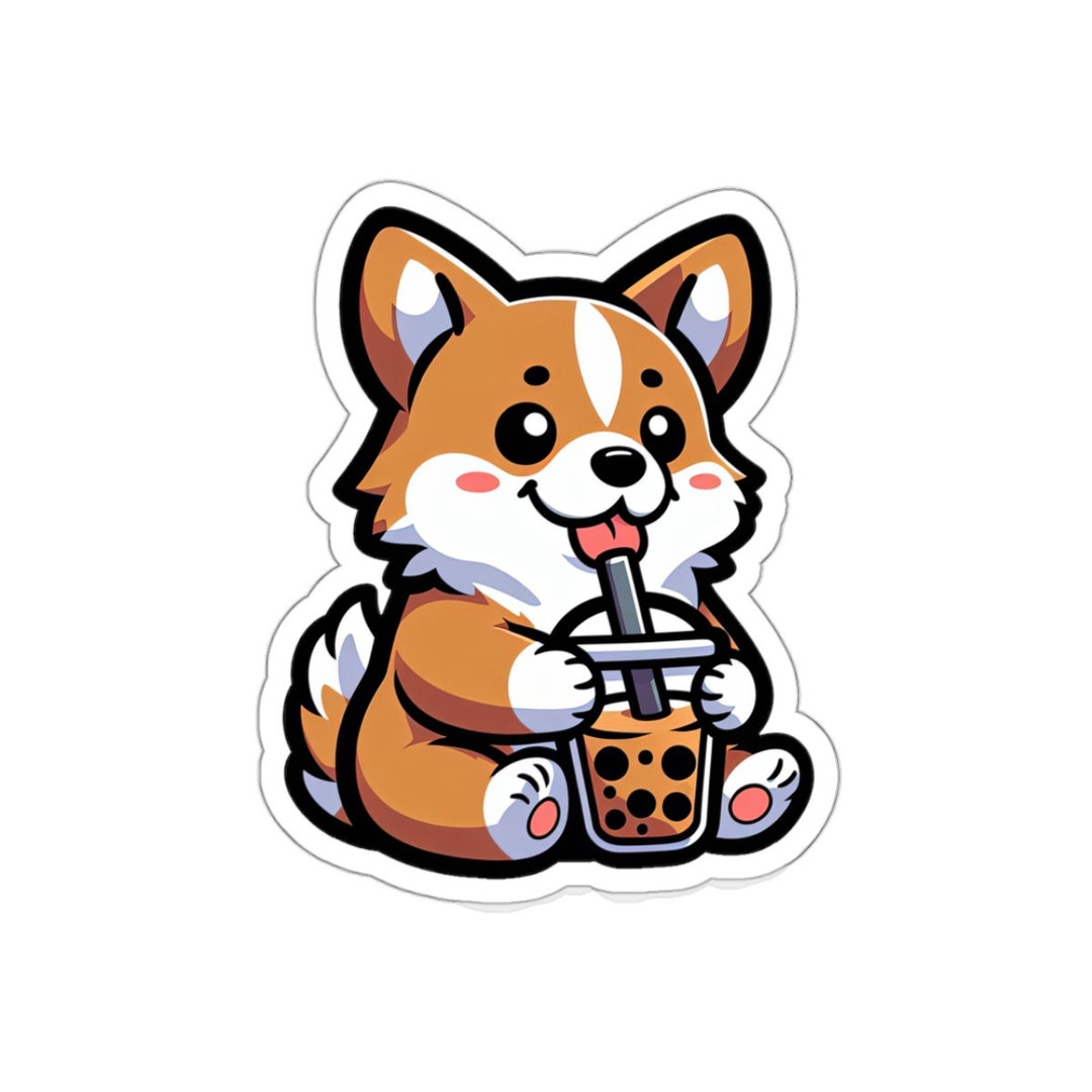 Corgi Bubble Tea Sticker Perfect Pembroke Welsh Corgi Boba Gift for Dog ...