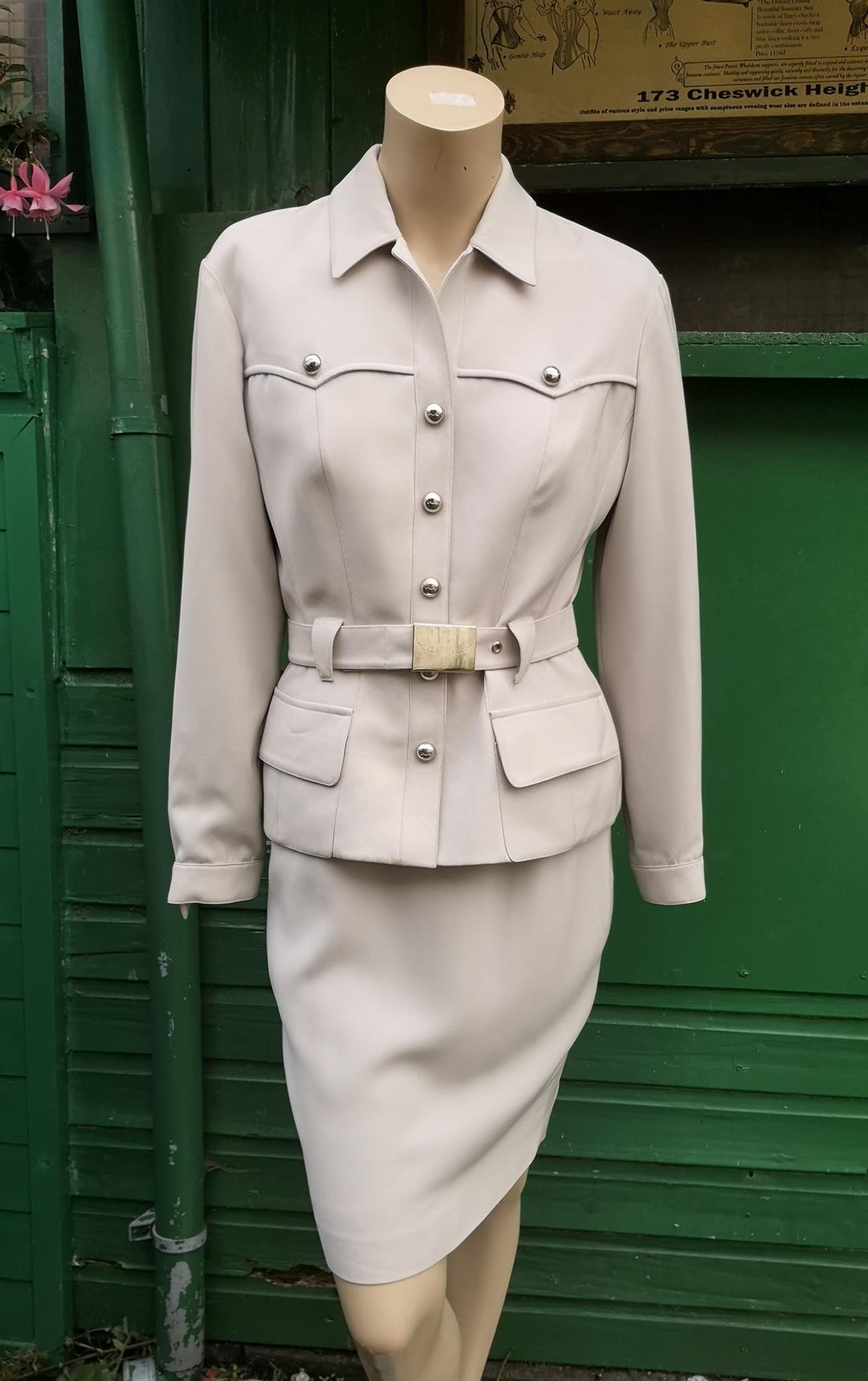 Thierry Mugler Safari Style Jacket and Skirt , Beige / Cream , 90s ...