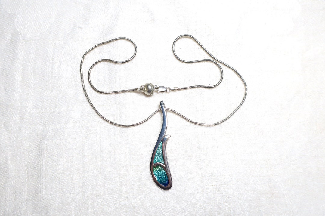 Vintage Scottish Ortak Modernist Sterling Silver and Blue Polychrome ...