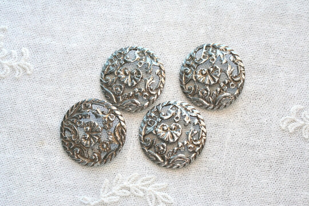 Antique Late Victorian Edwardian Set of 4 Large Art Nouveau Sterling ...