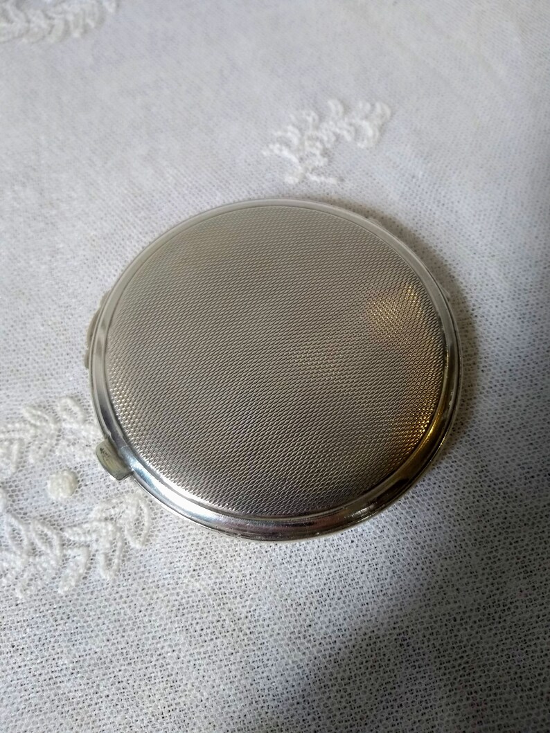 Vintage 1940s Sterling Silver Engine Turned Powder Compact Hallmarked ...