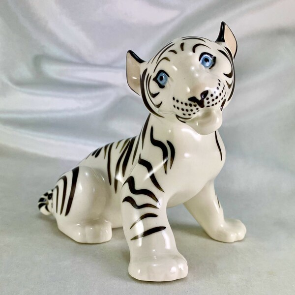 Porcelain Tiger Figurine - Etsy