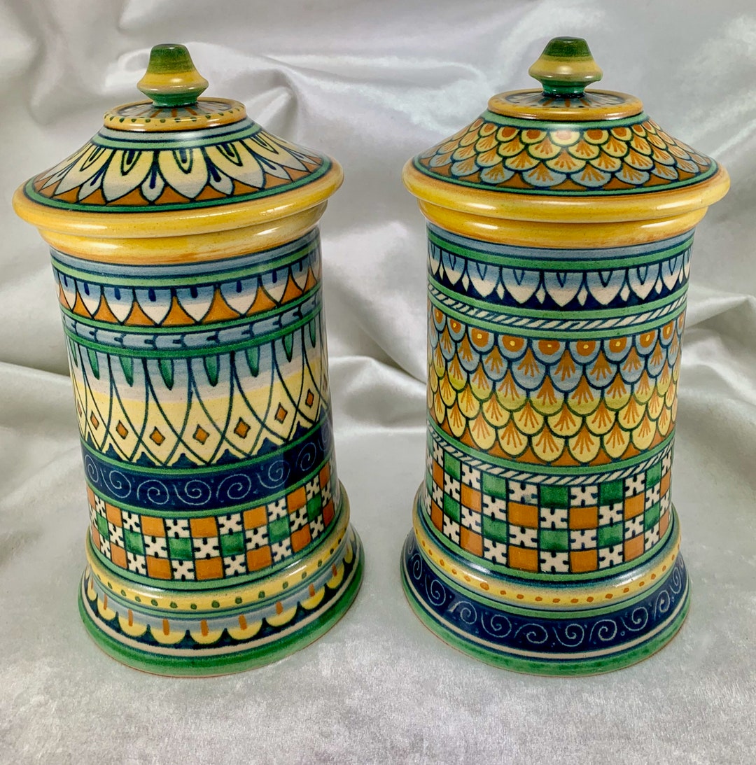 Vintage Italy Deruta Storage Jars Signed Antonio Margaritelli - Etsy