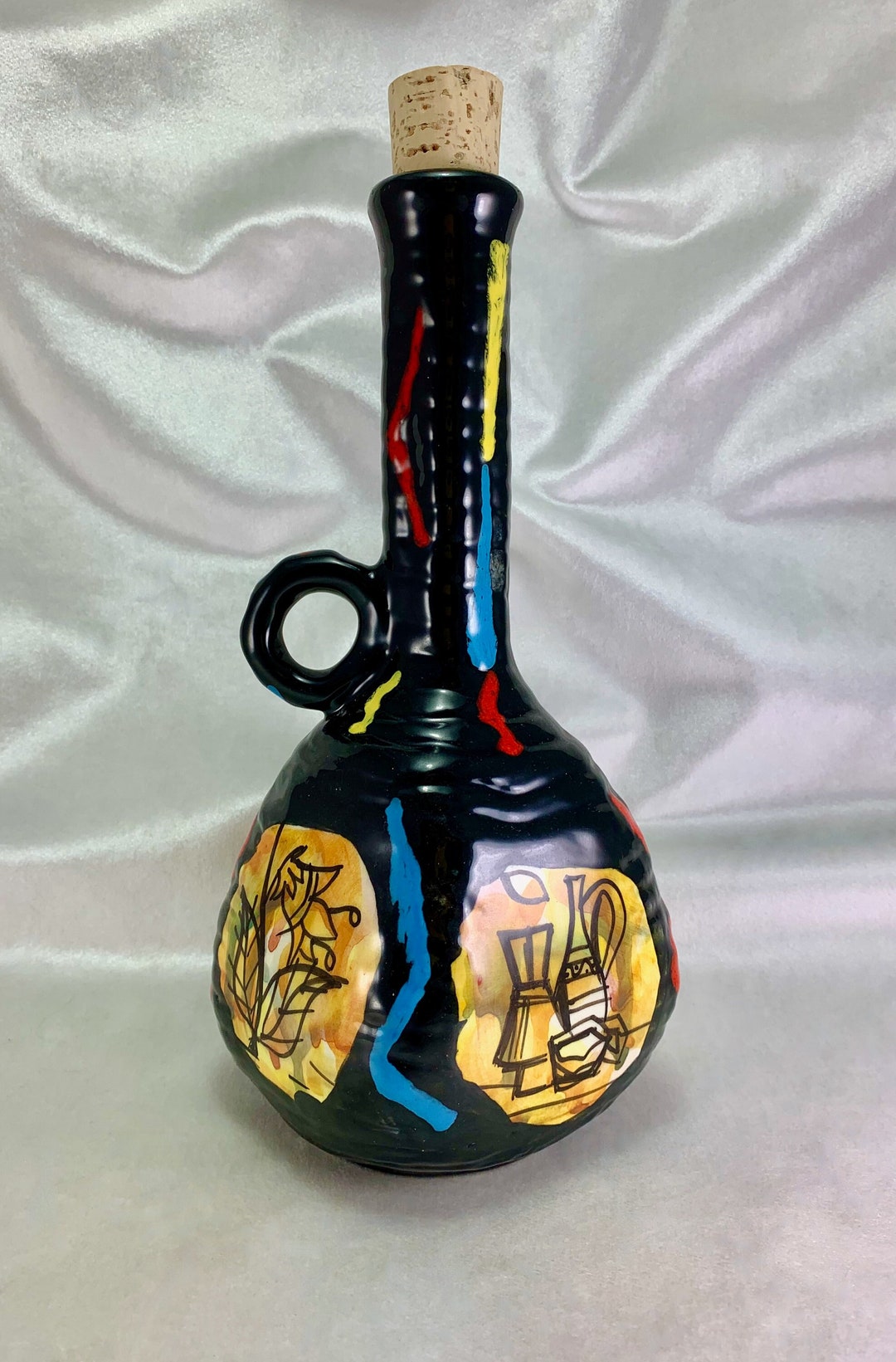 Vintage Italy Ceramic Majolica Drioli Decanter Liqueur Barware Bottle ...