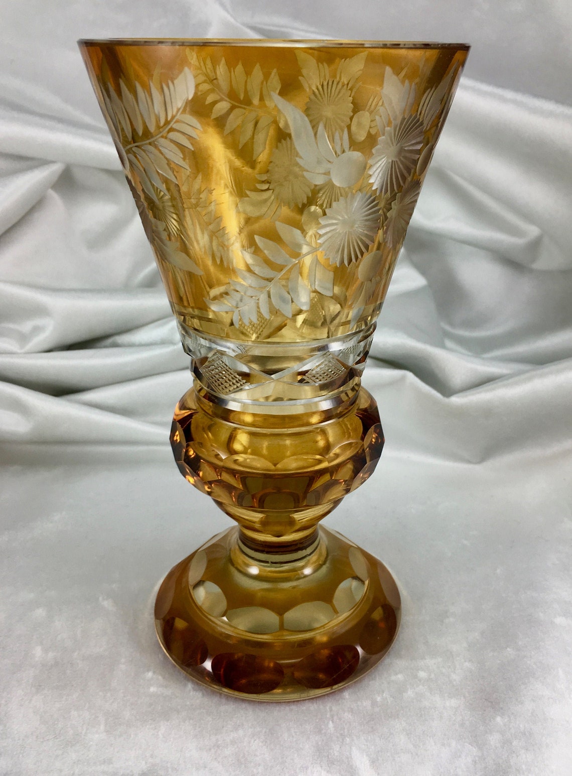 Antique Amber Haida Bohemian glass vase | Etsy