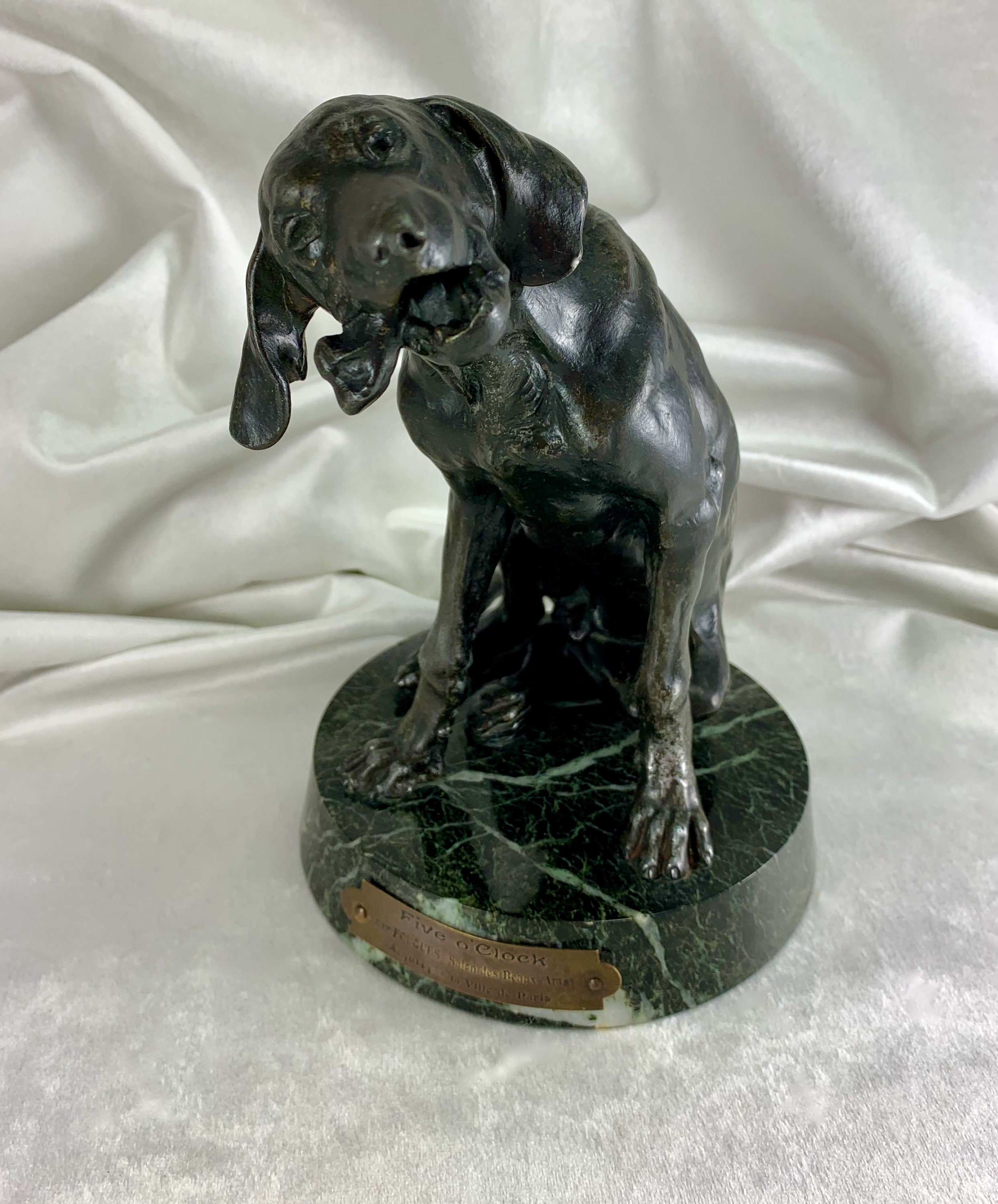 Antique France Hunting Dog Gnawing on His Bone Sculpture by - Etsy