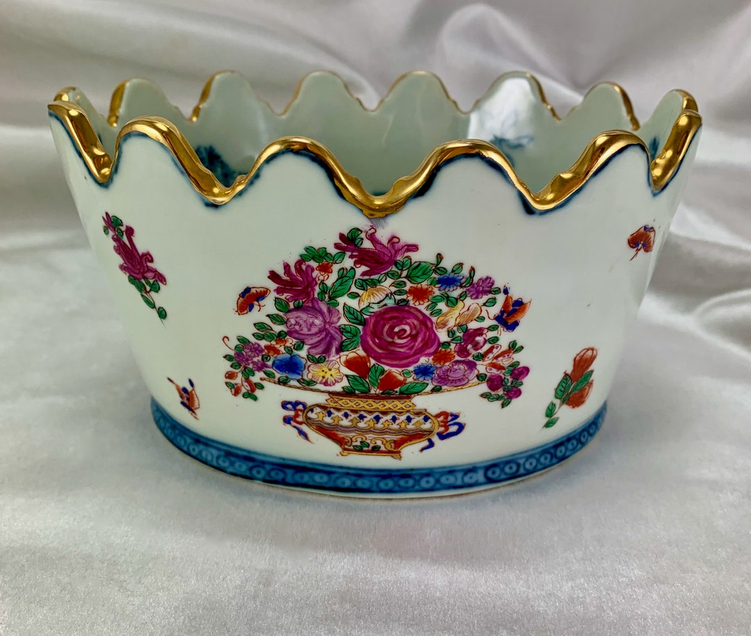 Vintage Chinese Porcelain Floral Monteith Cooler Bowl/planter - Etsy