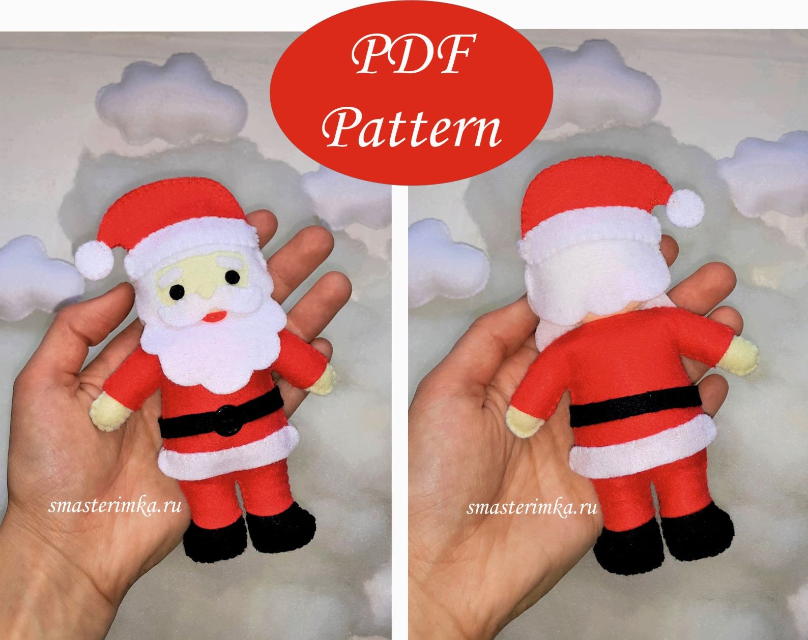 Christmas pattern felt Santa Claus pattern PDF Christmas | Etsy
