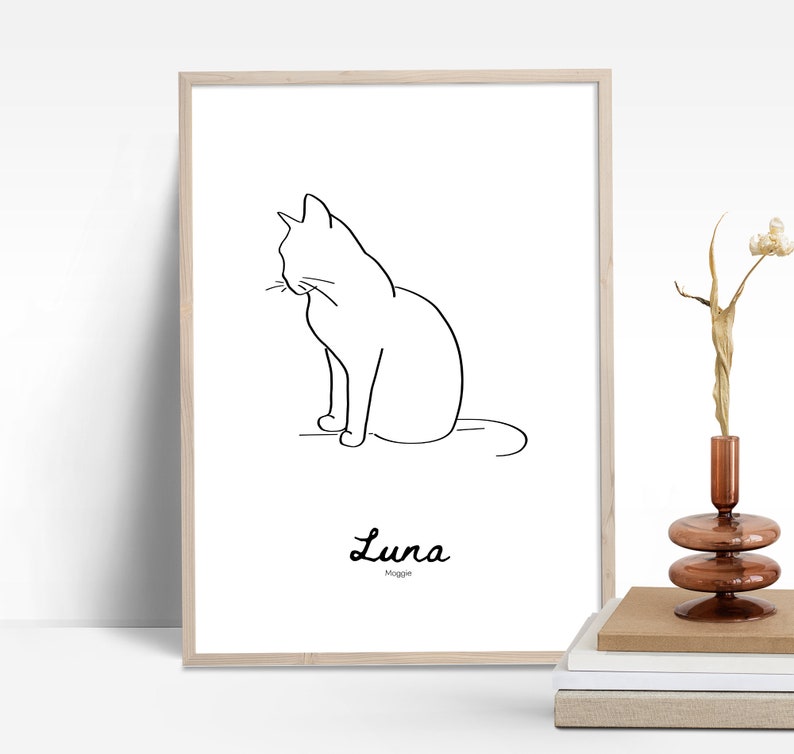Cat Line Drawing Print Cat Print Personalised Print - Etsy