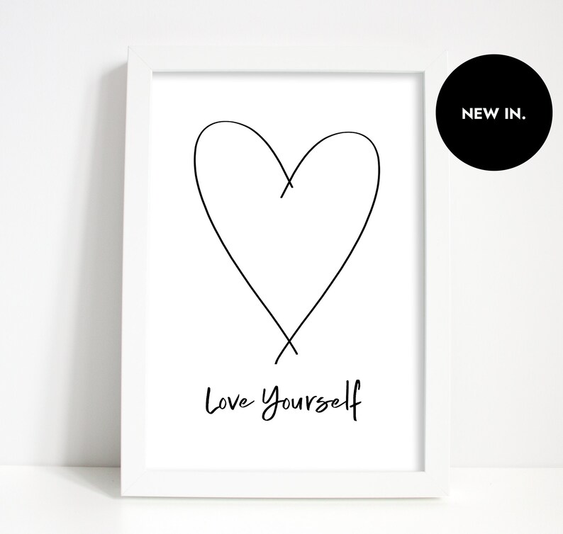 Heart Line Drawing Print Self Love Art Gift for Friends | Etsy