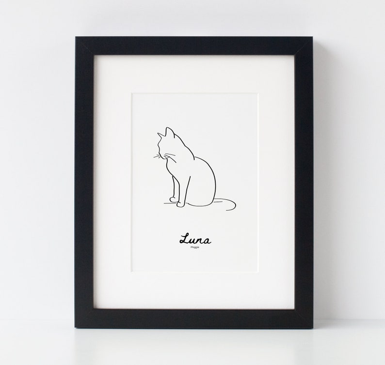 Cat Line Drawing Print Cat Print Personalised Print - Etsy