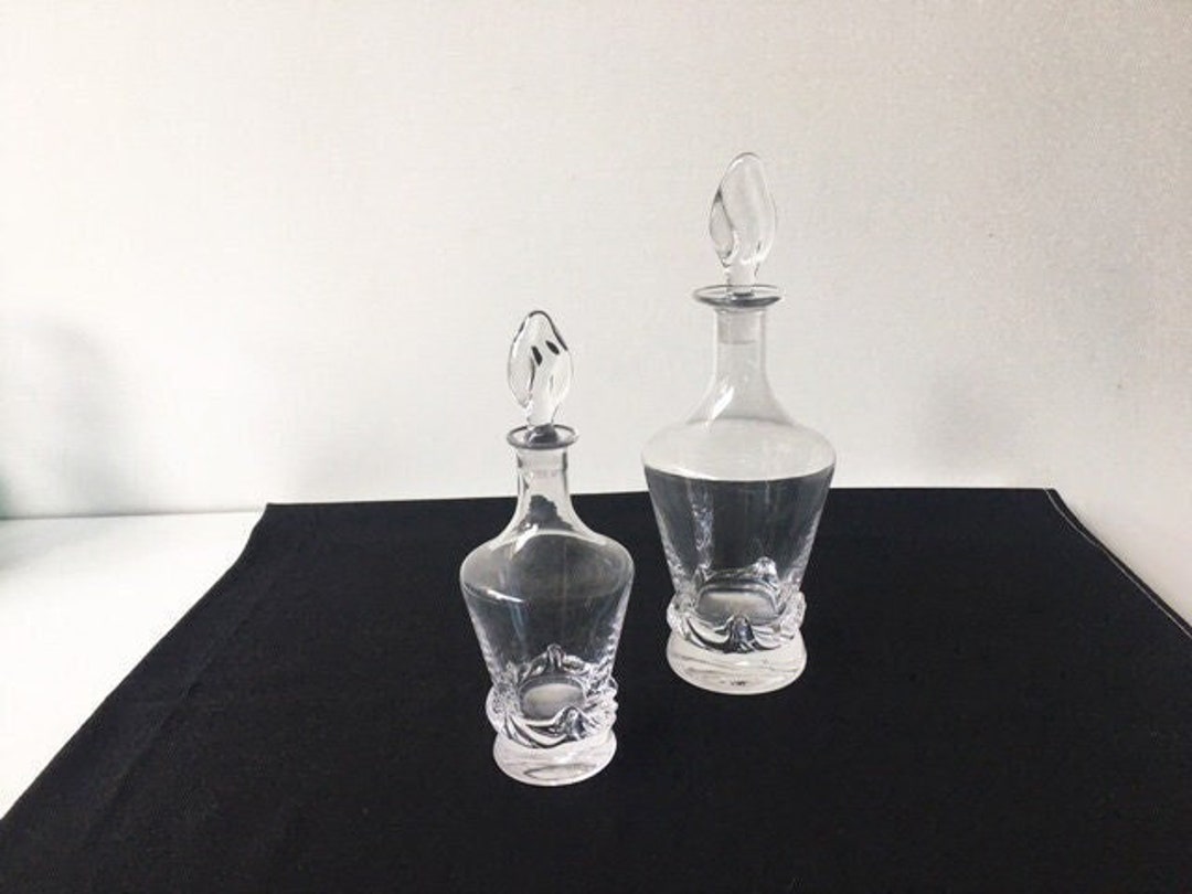 DAUM Vintage 1970 Duo of Crystal Bottle Carafes, Sorcy Model - Etsy