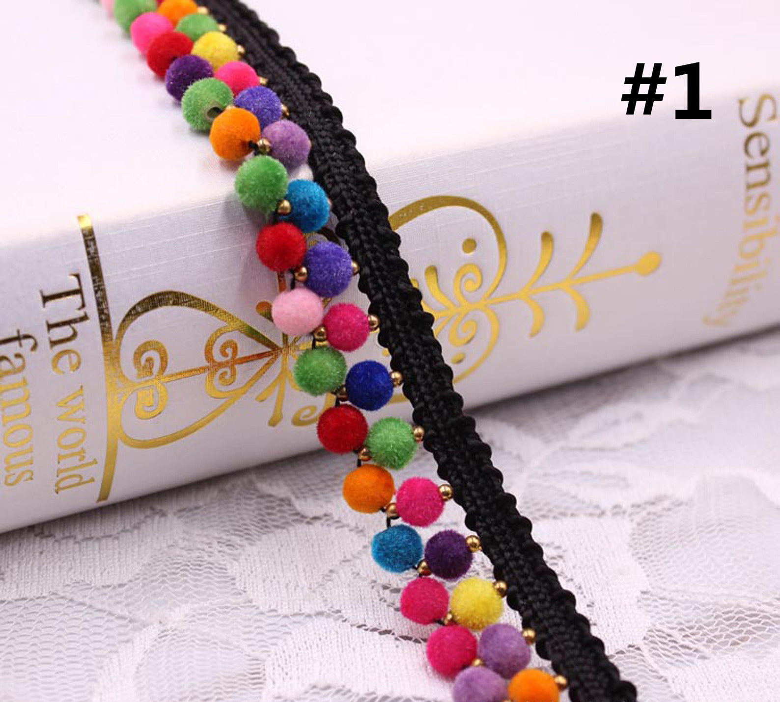 2 Yards Multicolor Combinations Pom Pom Trimgreat for Home - Etsy