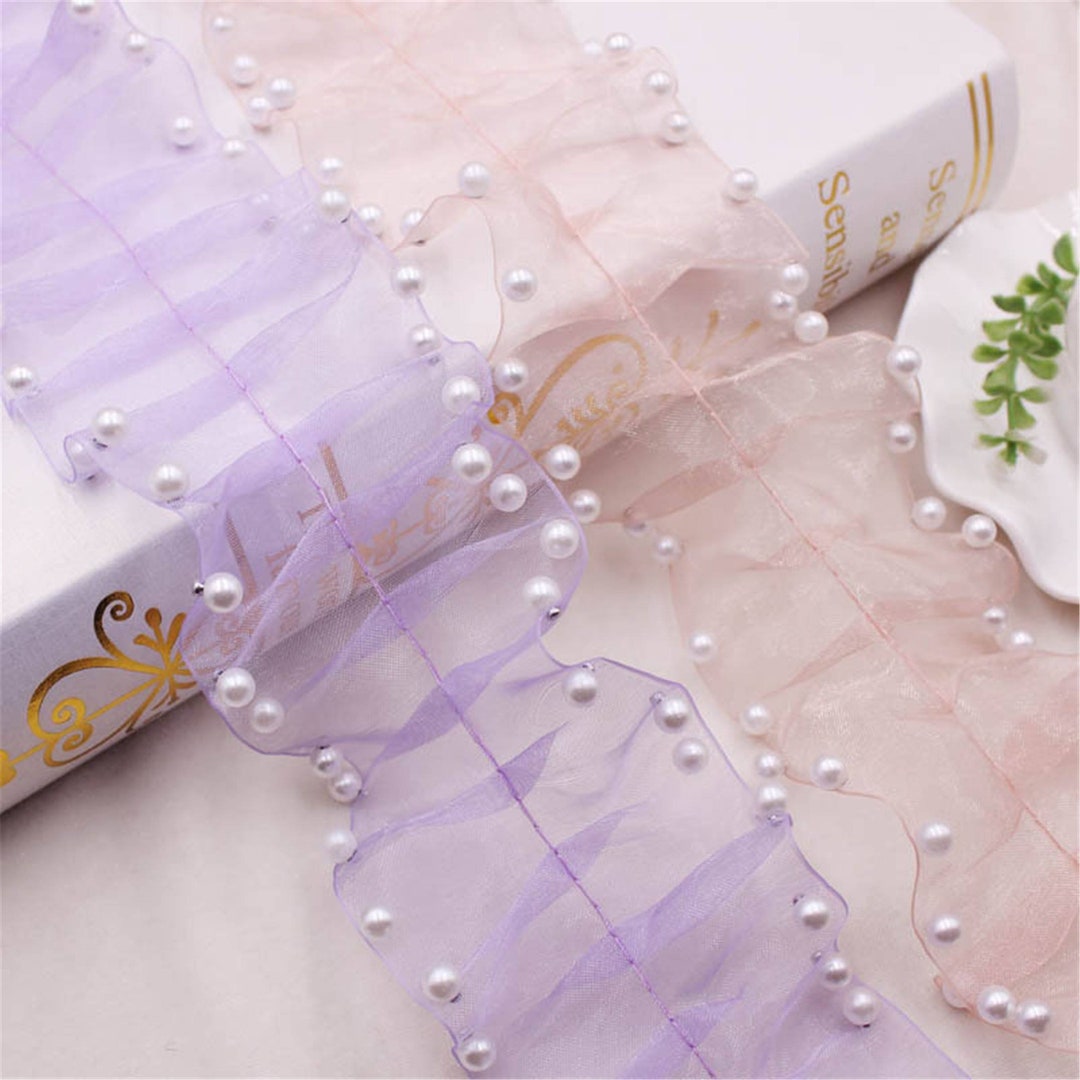 2 Yds, Pleats Ruffled Collar Cuffs, White Fold Lace Trim, Jewelry ...