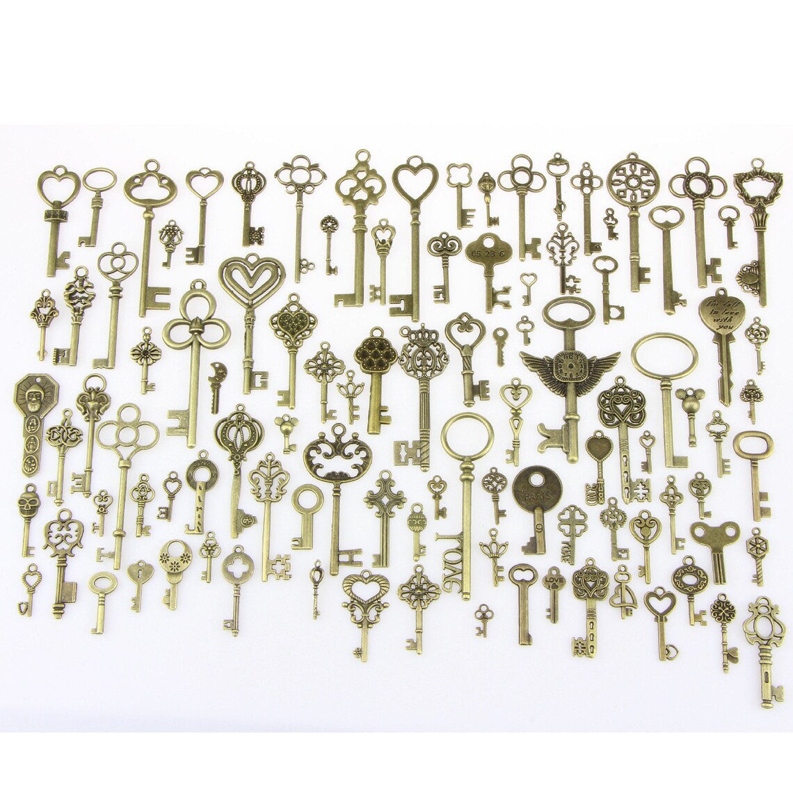1set100pcs Antique Bronze Key Collection Assorted Mixed - Etsy